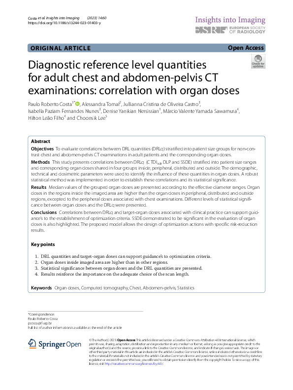 (PDF) Diagnostic reference level quantities for adult chest and abdomen ...