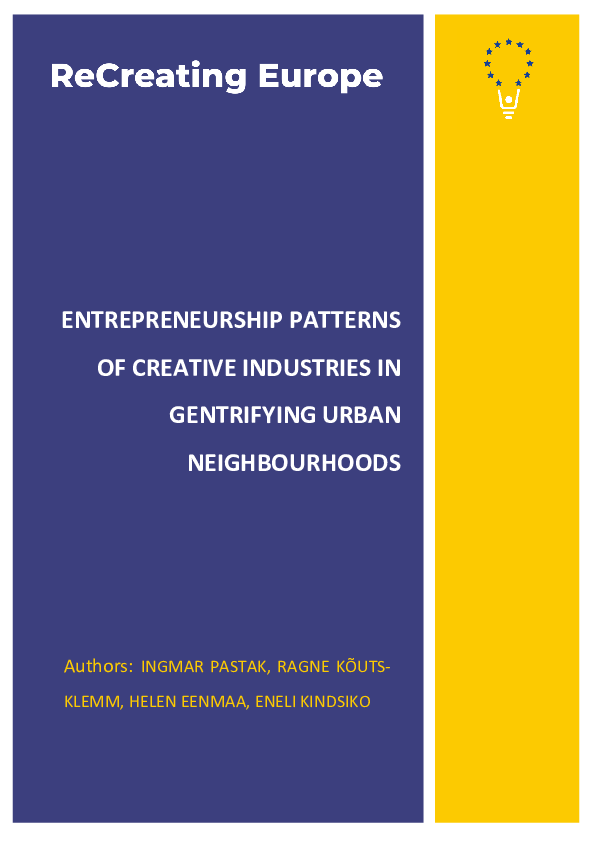 (PDF) D4.9 Entrepreneurship Patterns Of Creative Industries In ...