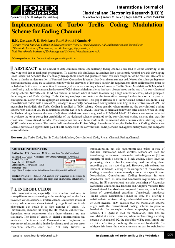 Pdf Implementation Of Turbo Trellis Coding Modulation Scheme For