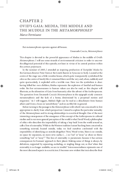 (PDF) OVID’S GAIA: MEDEA, THE MIDDLE AND THE MUDDLE IN THE METAMORPHOSES