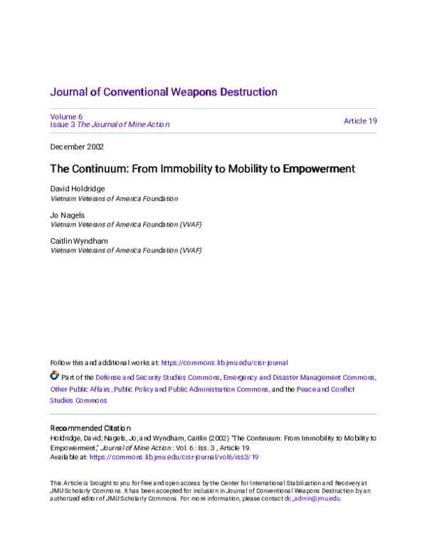 (PDF) The Continuum: From Immobility to Mobility to Empowerment