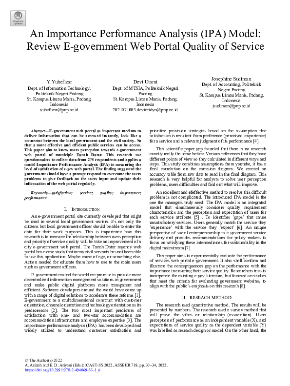 (PDF) An Importance Performance Analysis (IPA) Model: Review E ...