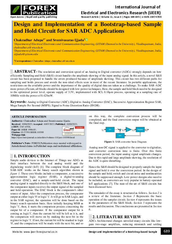 (PDF) Design and Implementation of a Bootstrap-based Sample and Hold Circuit for SAR ADC ...