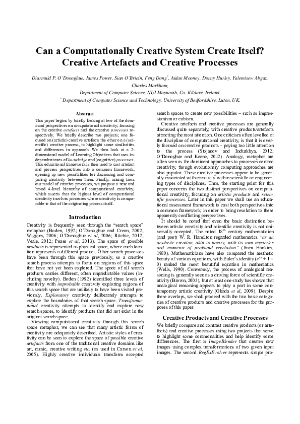 (PDF) Can a Computationally Creative System Create Itself?Creative ...