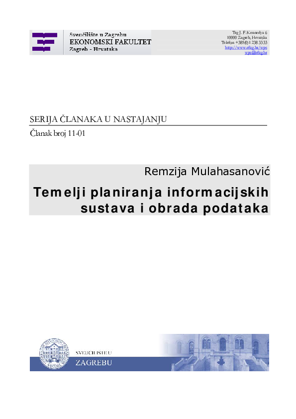 (PDF) Temelji planiranja informacijskih sustava i obrada podataka