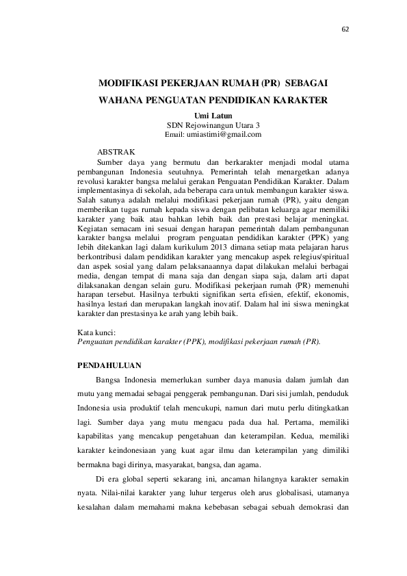 (PDF) Modifikasi Pekerjaan Rumah (PR) Sebagai Wahana Penguatan ...