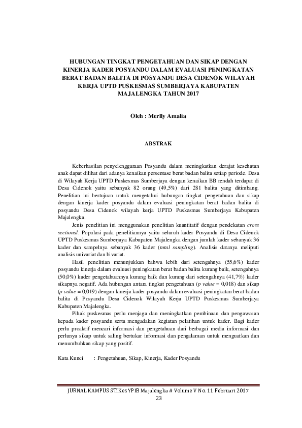 (PDF) Hubungan Tingkat Pengetahuan dan Sikap dengan Kinerja Bidan dalam ...
