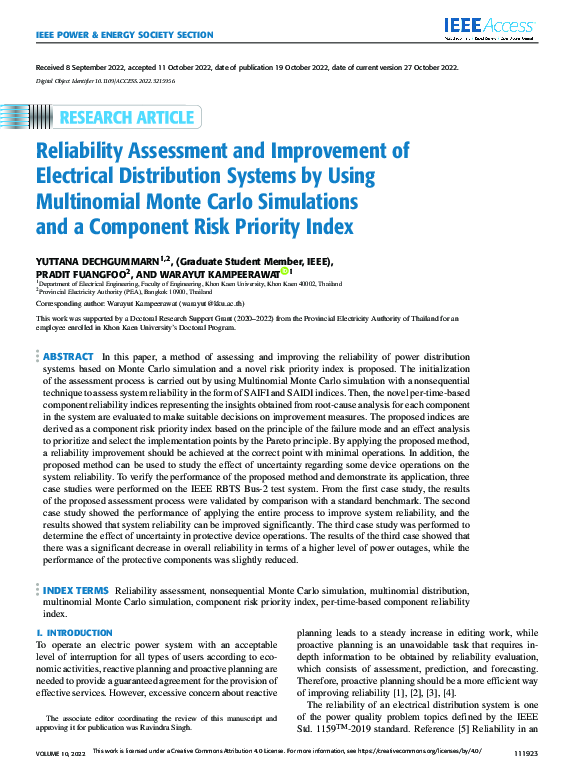 (PDF) Reliability Assessment and Improvement of Electrical Distribution Systems by Using ...