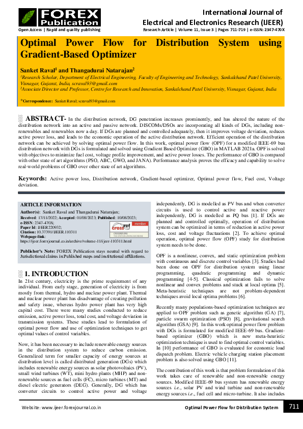 Pdf Optimal Power Flow For Distribution System Using Gradient Based Optimizer Forex