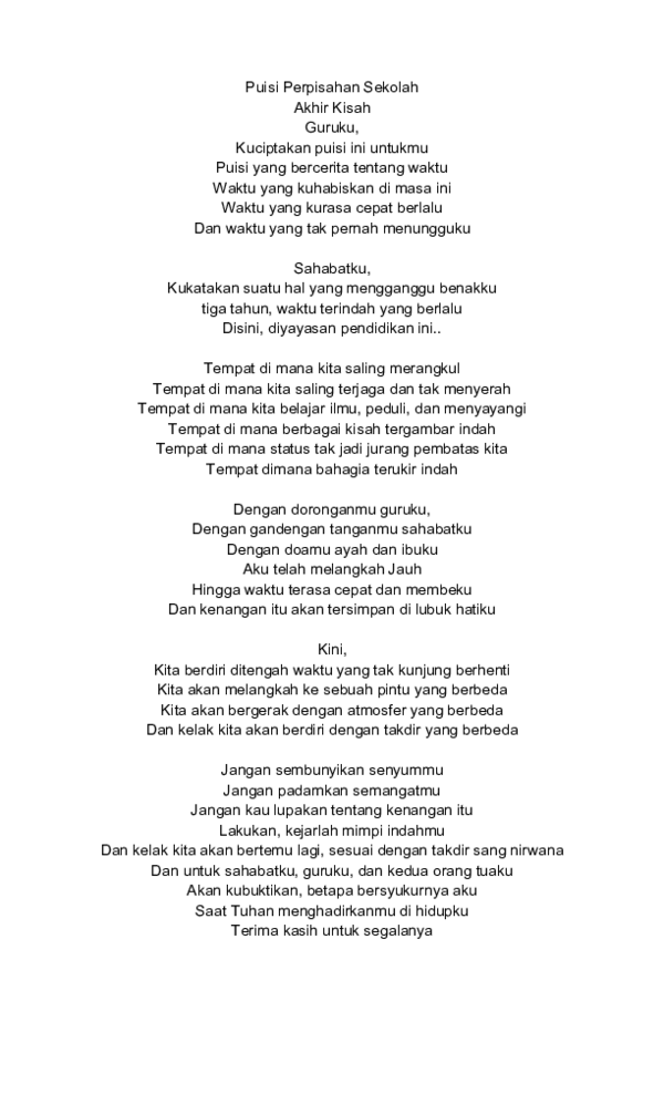 (DOC) Puisi Perpisahan Sekolah