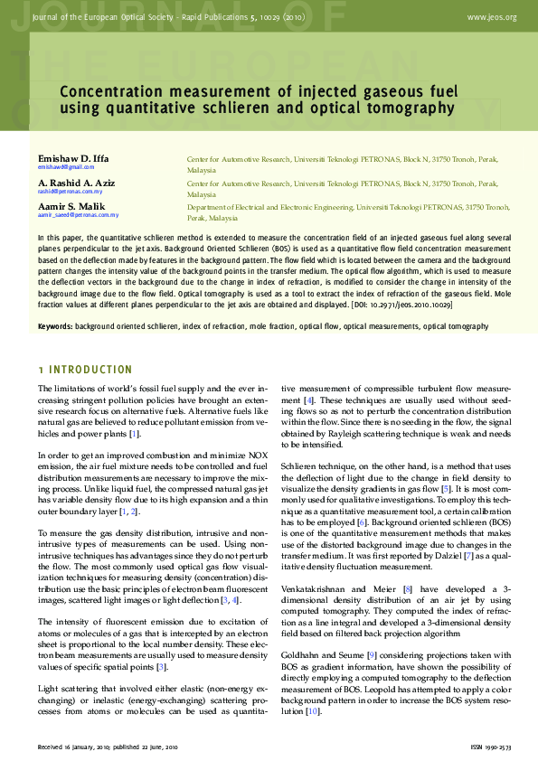 (PDF) Concentration measurement of injected gaseous fuel using quantitative schlieren and ...