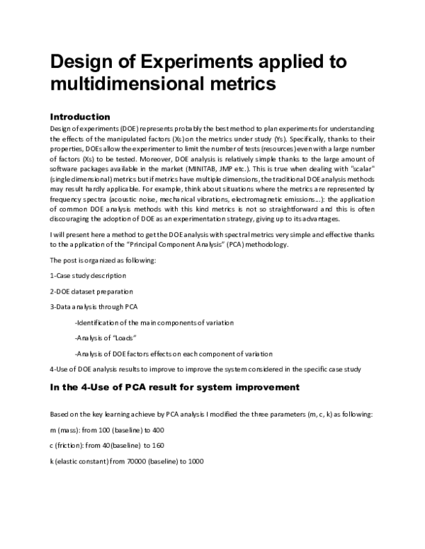 (PDF) Design of Experiments applied to multidimensional metrics