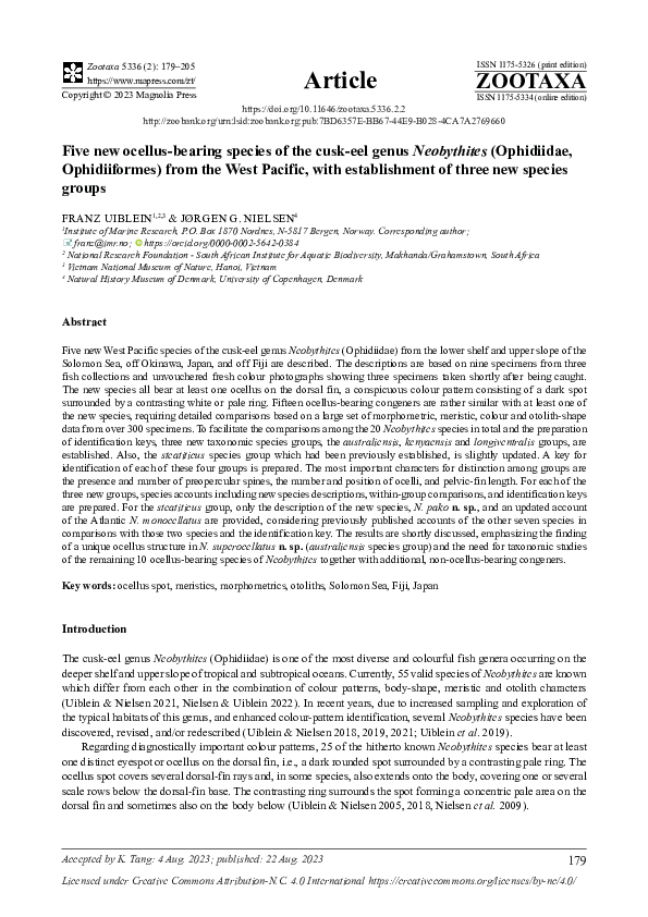 (PDF) 2023 - Five new ocellus-bearing species of the cusk-eel genus ...