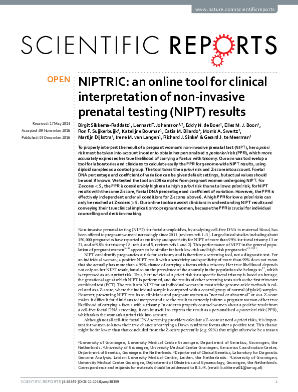 (PDF) NIPTRIC: an online tool for clinical interpretation of non ...