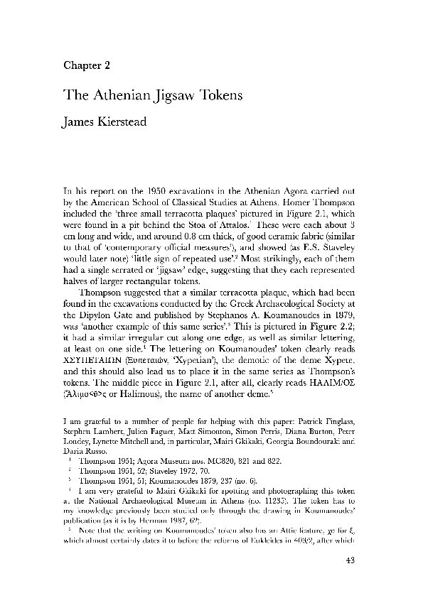 (PDF) The Athenian Jigsaw Tokens