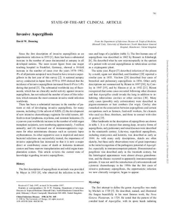 (PDF) Invasive Aspergillosis