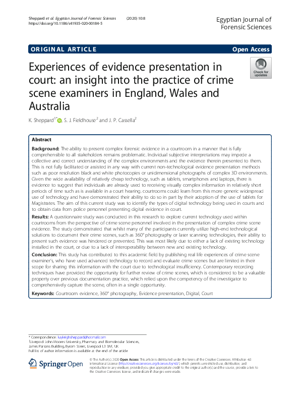 (PDF) Experiences of evidence presentation in court: an insight into ...