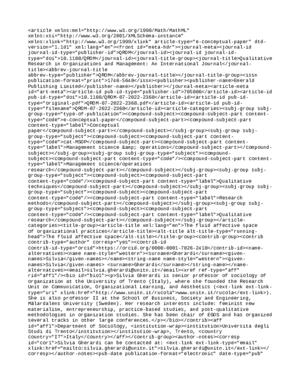 The fluid affective space of organizational practices