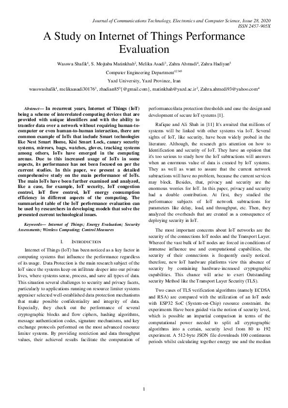 (PDF) A Study on Internet of Things Performance Evaluation