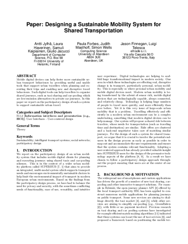 (PDF) Paper: Designing a Sustainable Mobility System for Shared Transportation