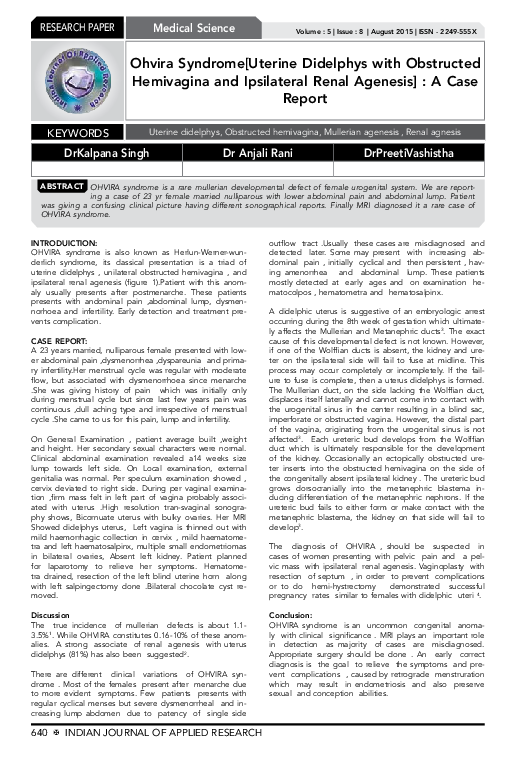 (PDF) Ohvira Syndrome[Uterine Didelphys with Obstructed Hemivagina and ...