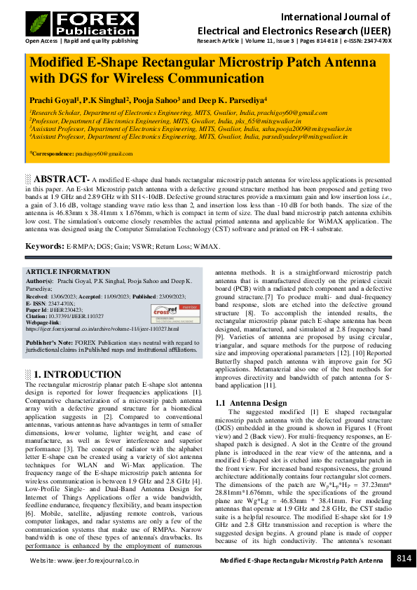 (PDF) Modified E-Shape Rectangular Microstrip Patch Antenna with DGS ...