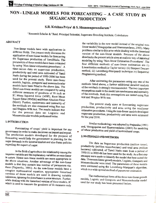 (PDF) Non linear models Technology journal