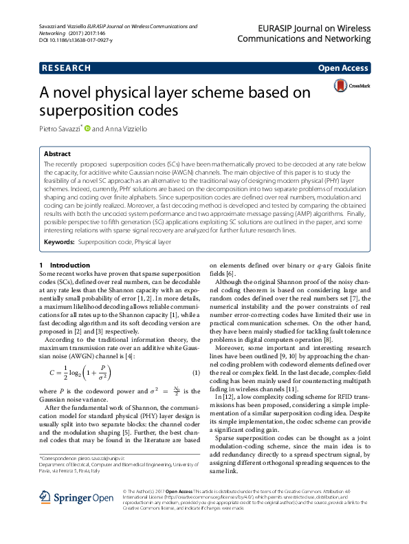 (PDF) A novel physical layer scheme based on superposition codes