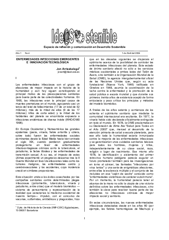 (PDF) Enfermedades infecciosas emergentes e innovación tecnológica ...
