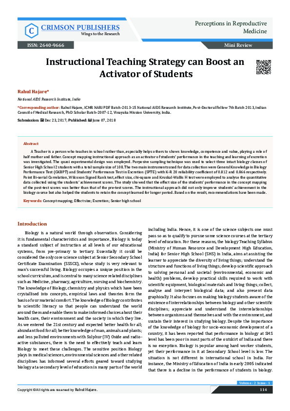 (PDF) Instructional Teaching Strategy can Boost an Activator of Students