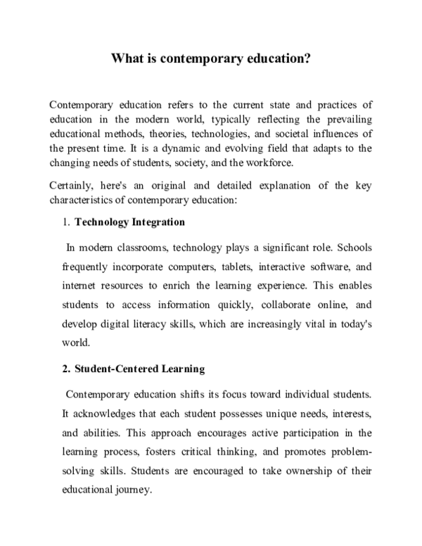 (DOC) What is contemporary education
