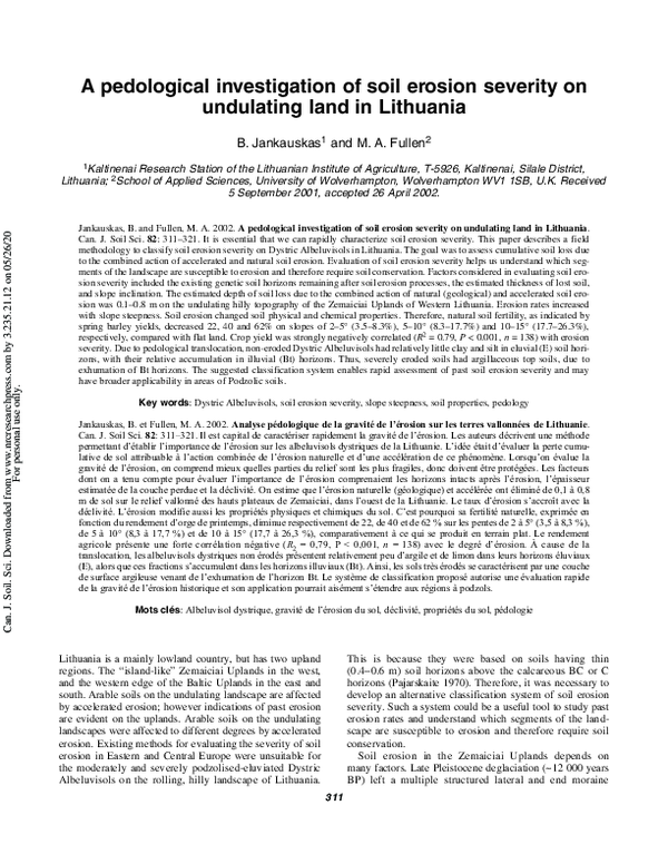 (PDF) A pedological investigation of soil erosion severity on ...