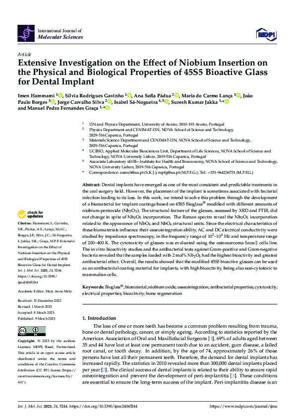 (PDF) Extensive Investigation on the Effect of Niobium Insertion on the Physical and Biological ...