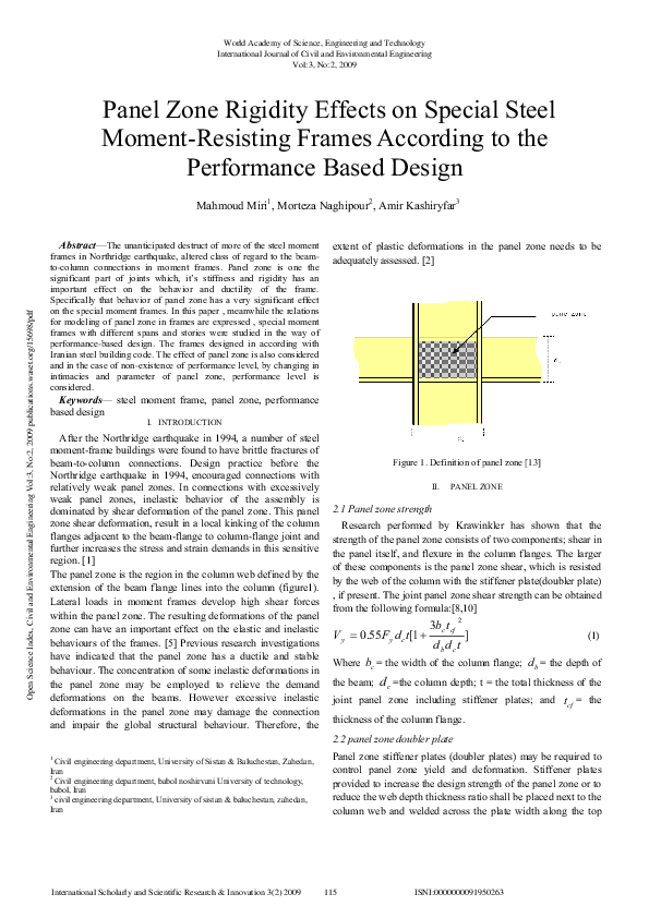 (PDF) Panel Zone Rigidity Effects on Special Steel Moment-Resisting ...