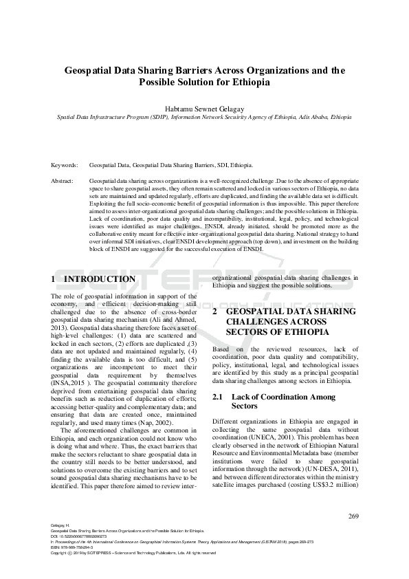 (PDF) Geospatial Data Sharing Barriers Across Organizations and the ...