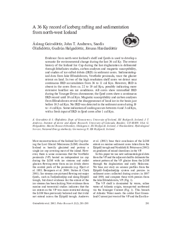 (PDF) A 36 Ky record of iceberg rafting and sedimentation from north ...