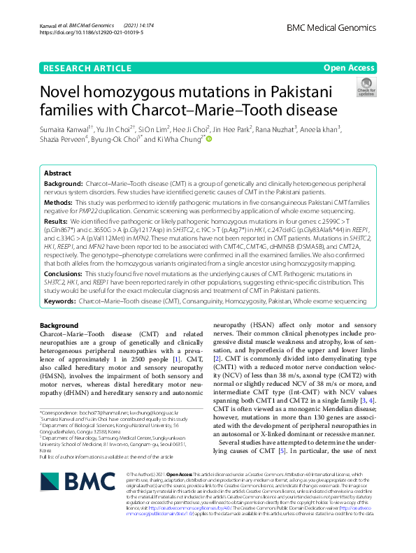 (PDF) Novel homozygous mutations in Pakistani families with Charcot ...