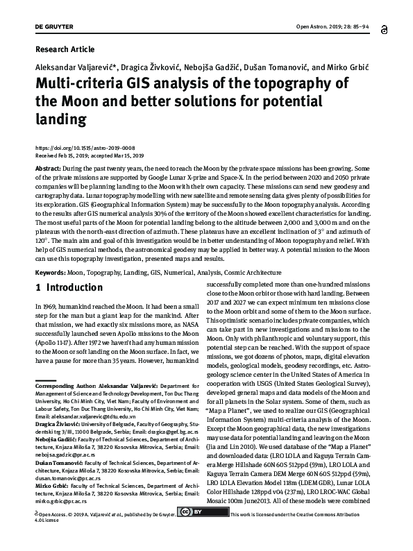 (PDF) Multi-criteria GIS analysis of the topography of the Moon and ...
