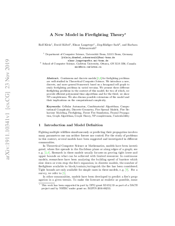 (PDF) A New Model in Firefighting Theory
