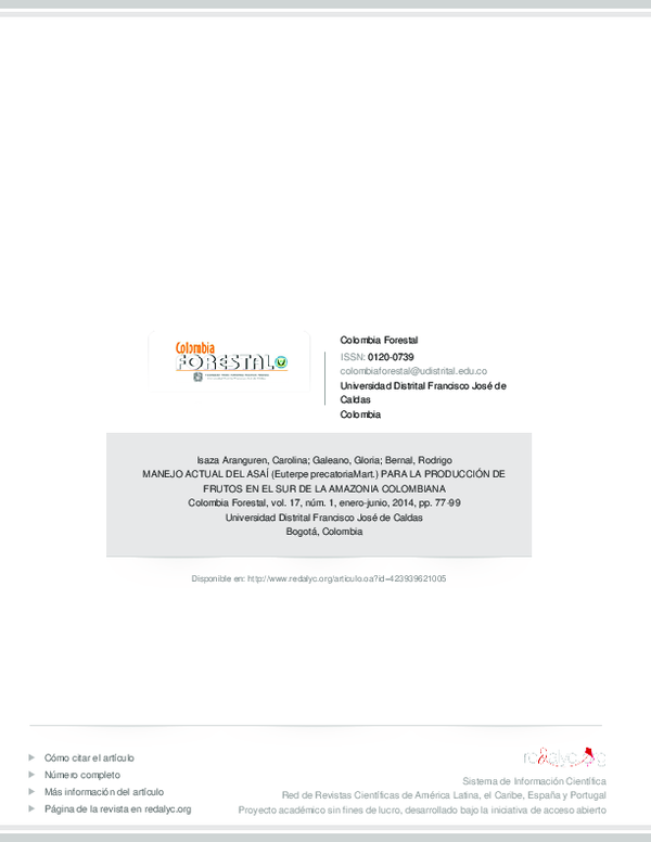 (PDF) MANEJO ACTUAL DEL ASAÍ (Euterpe precatoria Mart.) PARA LA ...