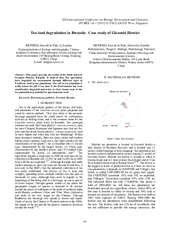 (PDF) Tea land degradation in Rwanda: Case study of Gicumbi District