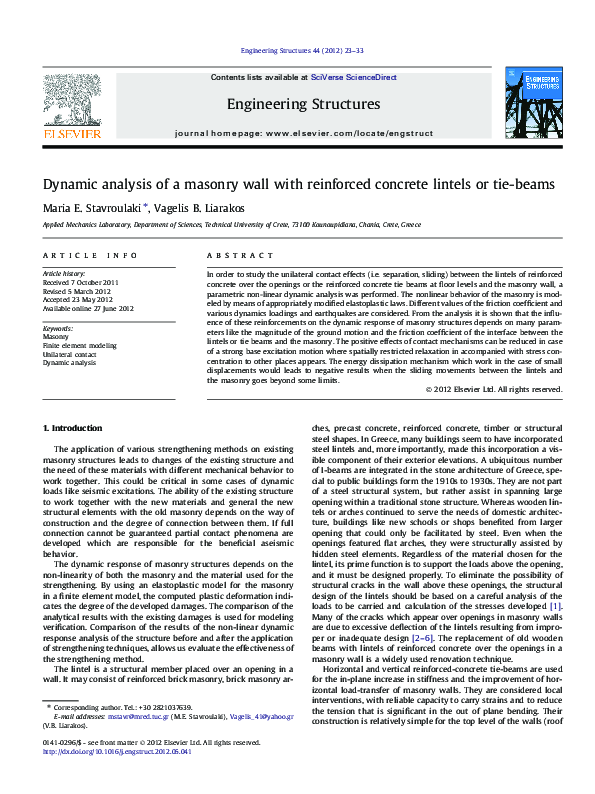 (PDF) Dynamic analysis of a masonry wall with reinforced concrete ...