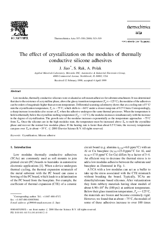 (PDF) The effect of crystallization on the modulus of thermally ...