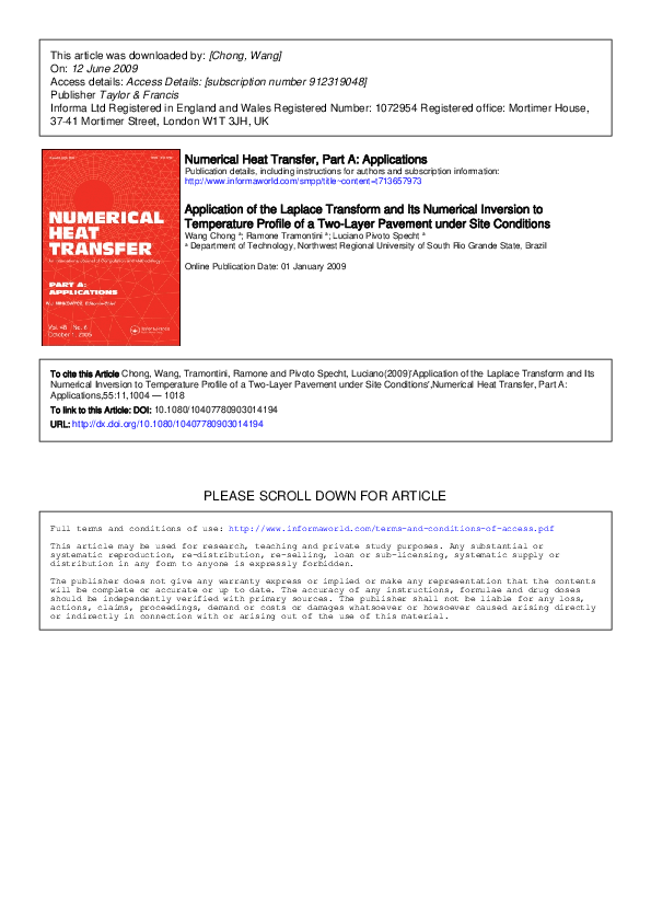 Pdf Application Of The Laplace Transform And Its Numerical Inversion To Temperature Profile Of