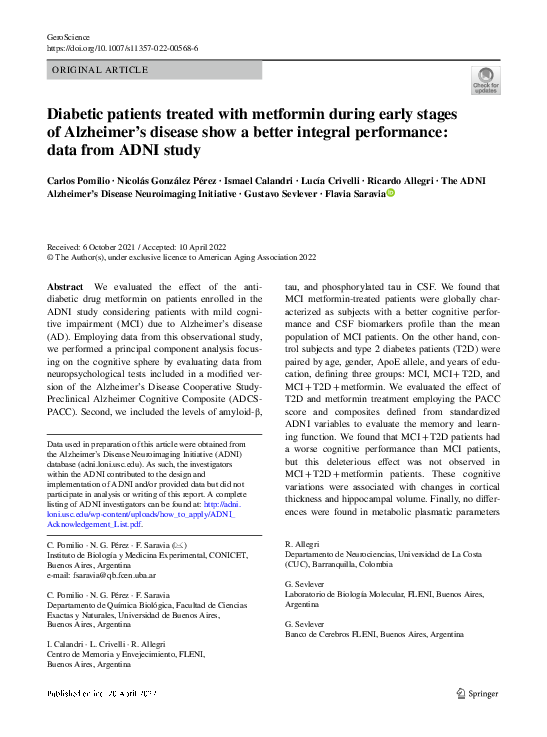 (PDF) Diabetic patients treated with metformin during early stages of ...