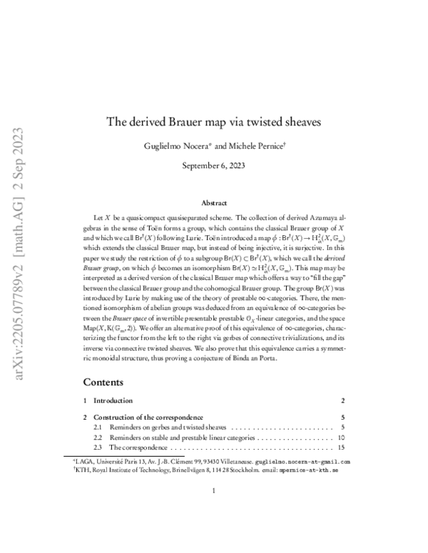 (PDF) The derived Brauer map via twisted sheaves