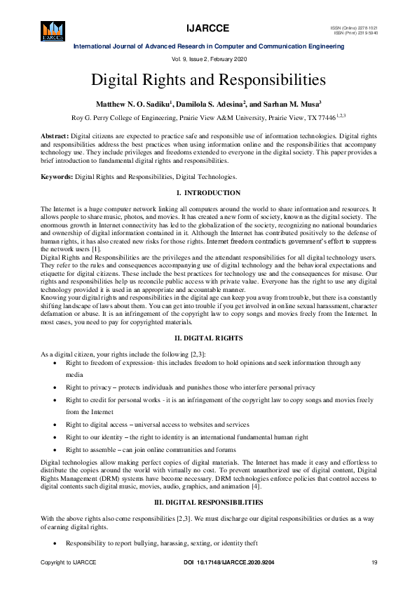 (PDF) Digital Rights and Responsibilities