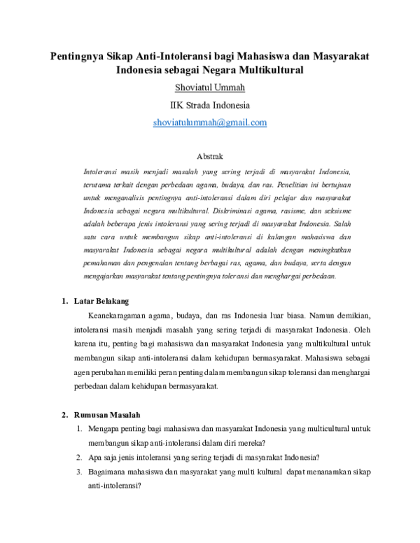 (PDF) Pentingnya Sikap Anti-Intoleransi bagi Mahasiswa dan Masyarakat ...