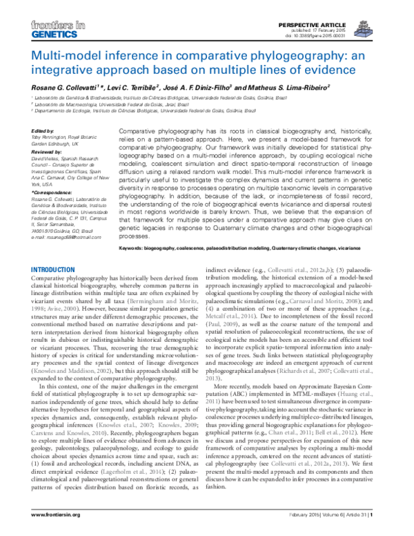 (PDF) Multi-model inference in comparative phylogeography: an integrative approach based on ...