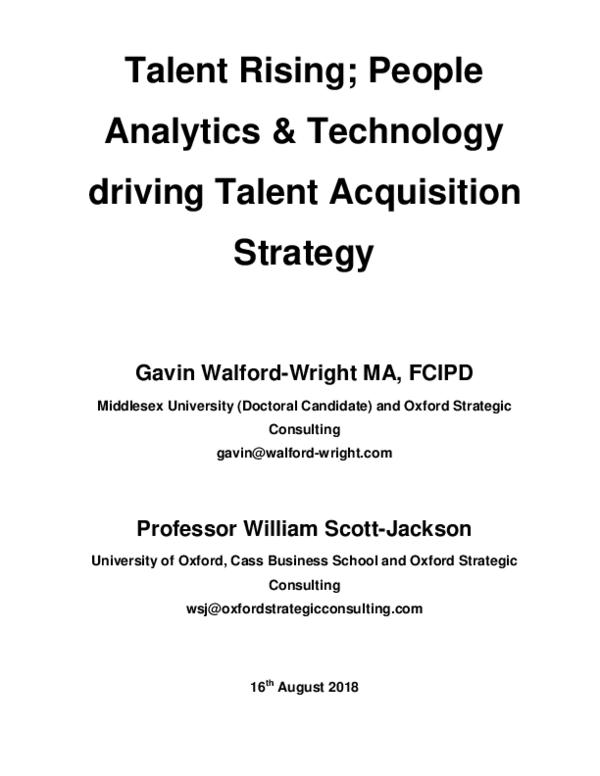 (PDF) Talent Rising; people analytics and technology driving talent ...